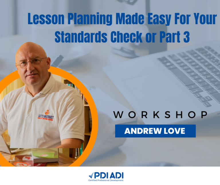 Workshops from Wed 23rd July – Wed 2nd July – PDIADI | National Driving ...